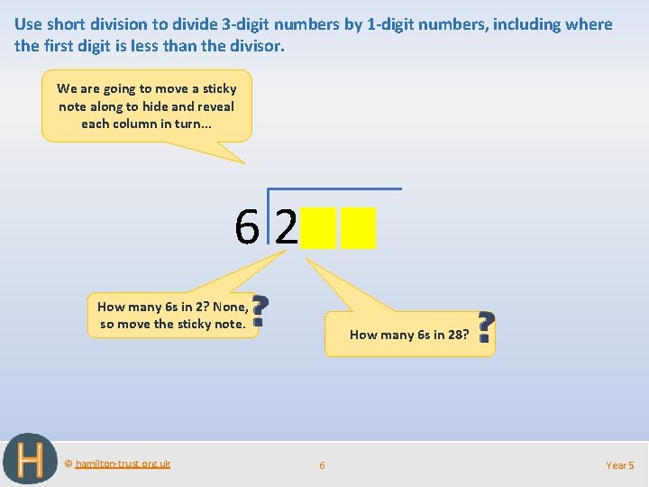 Use short division to divide 3 digit numbers
