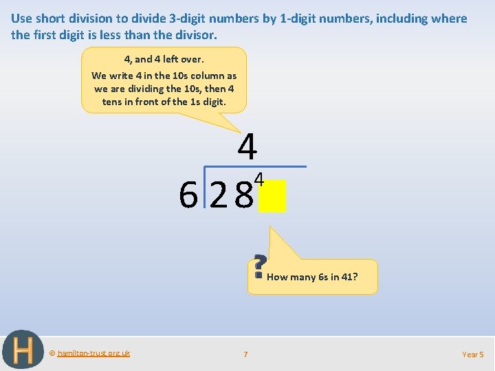 Use short division to divide 3 digit numbers