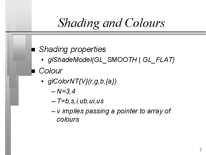 Open GL Basics A Graphics Standard Mel Slater