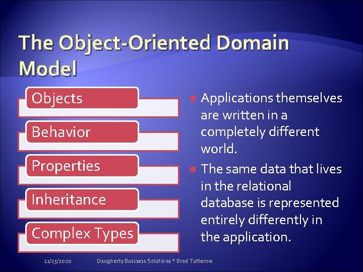 Oct 2 2007 Brad Tutterow ADO NET ENTITY