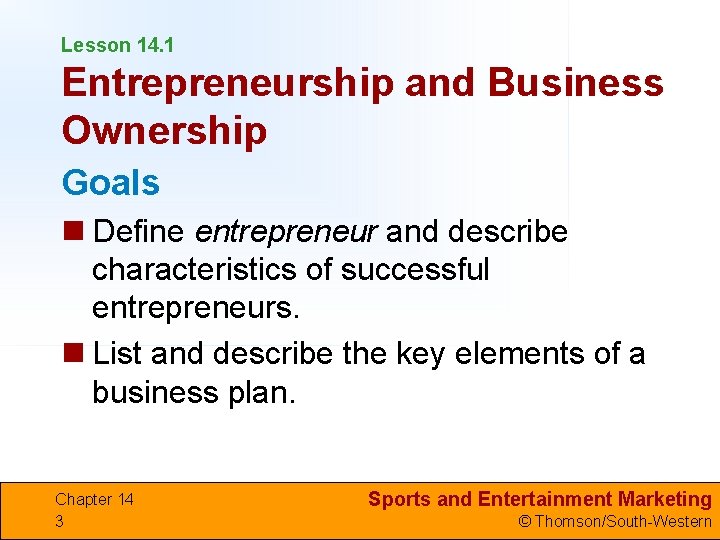 Chapter 14 Creating Owning and Operating a Business