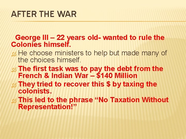 RISING TENSIONS BETWEEN THE AMERICAN COLONIES BRITAIN CHAPTER