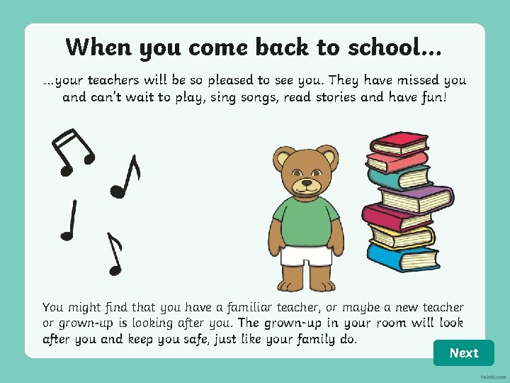 Little Bear is going back to school He