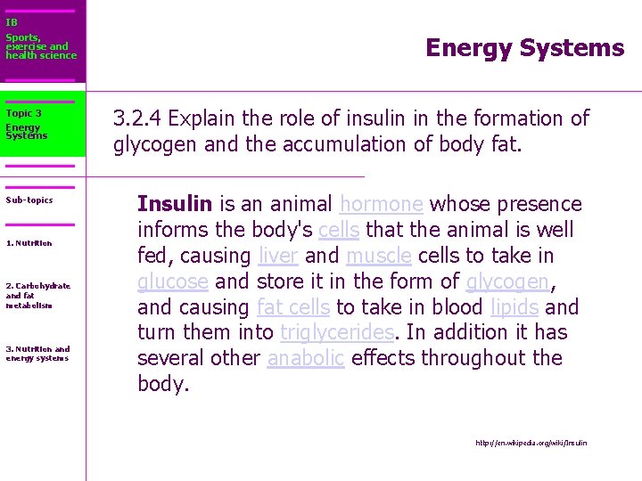 IB Sports exercise and health science Topic 3