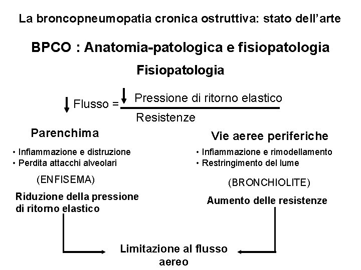 La broncopneumopatia cronica ostruttiva stato dellarte BPCO Definizione