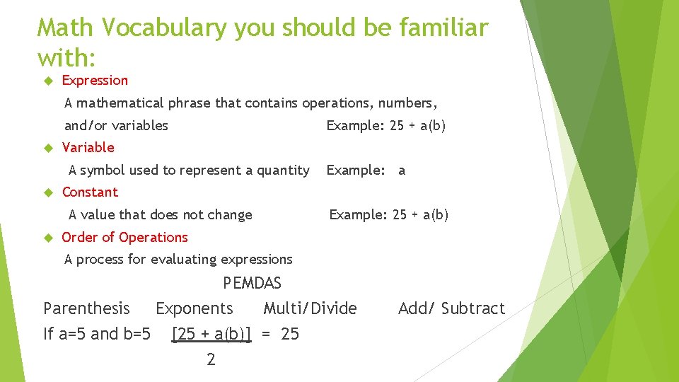 Algebra 1 Chapter 1 Ms Fisher How Each