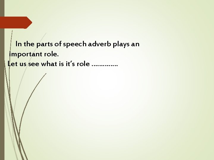 Adverbs In the parts of speech adverb plays