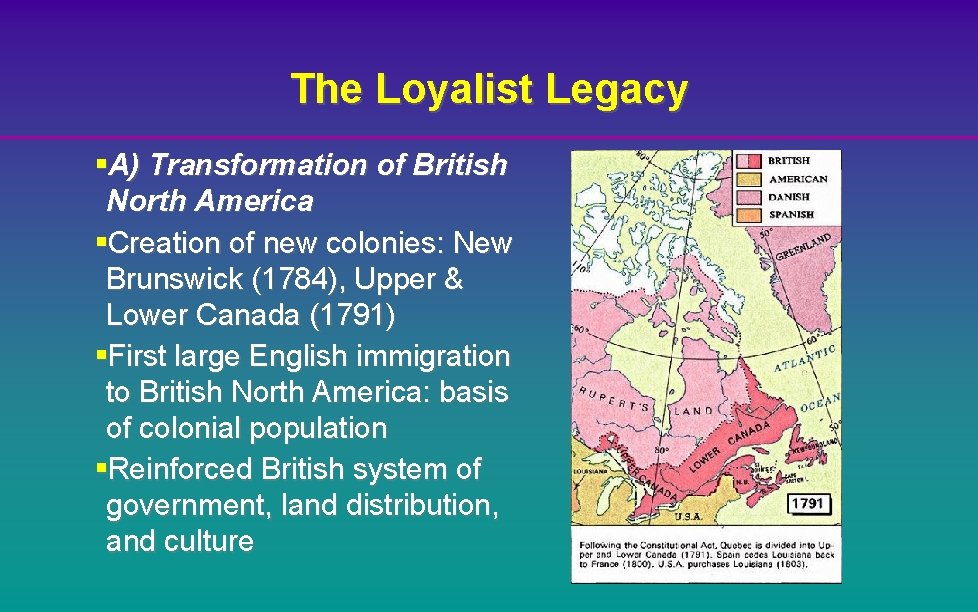 The United Empire Loyalists British North America The