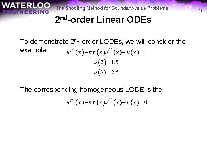 The Shooting Method for Boundaryvalue Problems Douglas Wilhelm