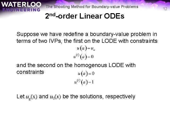 The Shooting Method for Boundaryvalue Problems Douglas Wilhelm