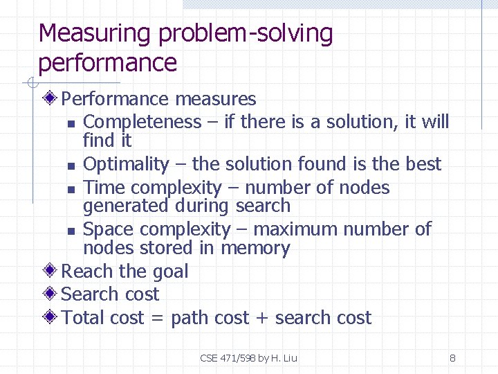 Problem Solving by Searching Chapter 3 Fall 2005