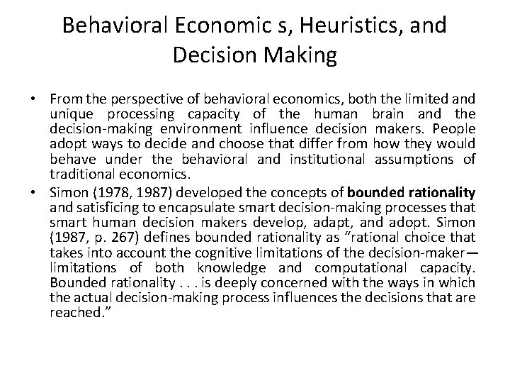 Chapter 3 Behavioral Economics Thinking Processes Decision Making