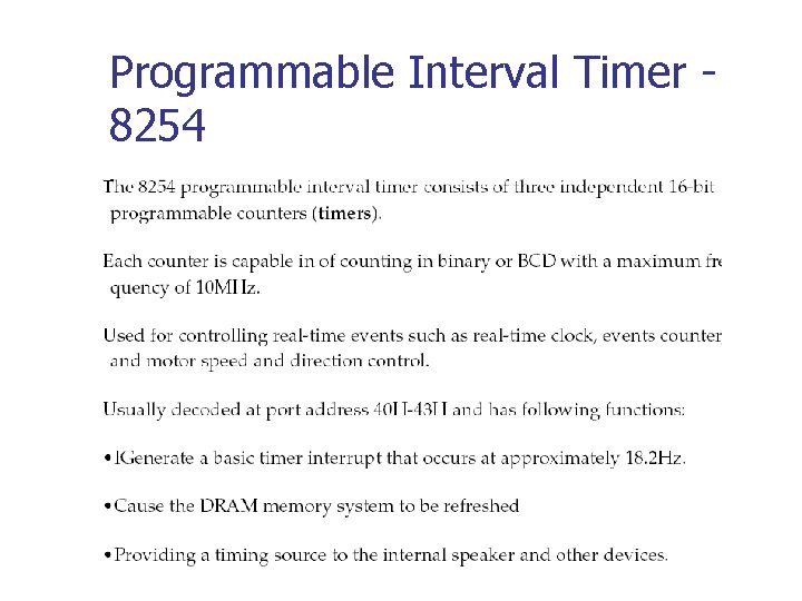 PIT Programmable Interval Timer Introduction to 82538254 825354