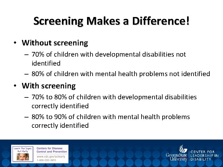 First steps in identifying children with neurodevelopmental disabilities