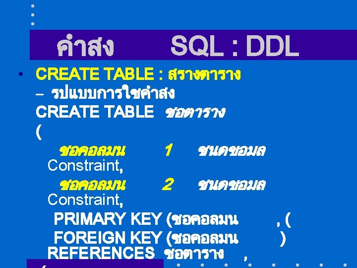 Sql Structured Query Language Sql Ddl Create Table 8761