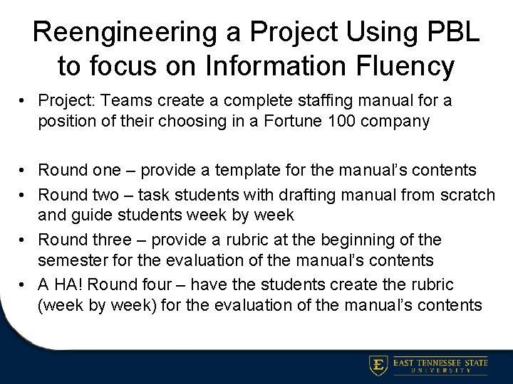 Six Outcomes One BIG Assignment A ProblemBased Learning