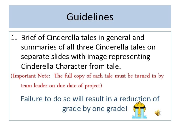 Global Cinderella Unit Project Guidelines How to Completing