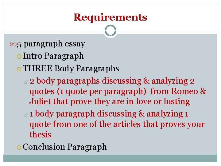 Freshmen Thesis Body Paragraphs Aim How do we