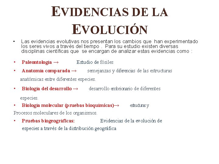 U 1 Evolucin y Biodiversidad EVIDENCIAS DE LA