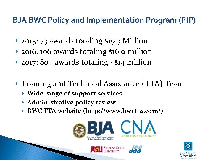 BodyWorn Camera Policy Issues and Trends Dr Michael