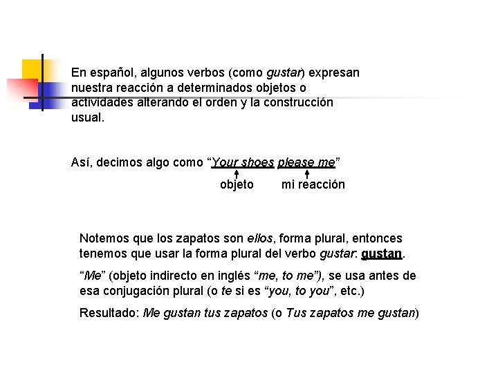 GUSTAR y otros verbos que se conjugan de
