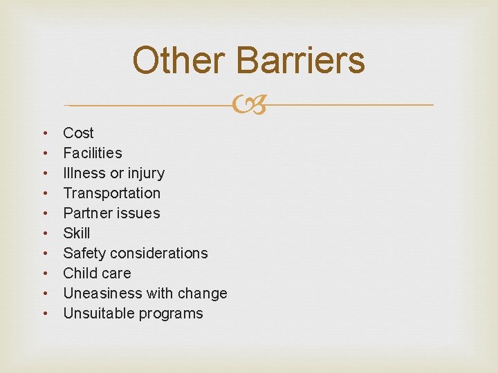 Addressing Barriers to Physical Activity Module B Lesson