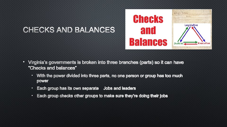 VIRGINIAS BRANCHES OF GOVERNMENT CAN YOU NAME THEM