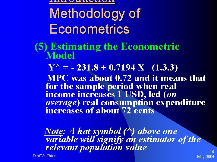 Basic Econometrics Course Leader Prof Dr Sc Vu