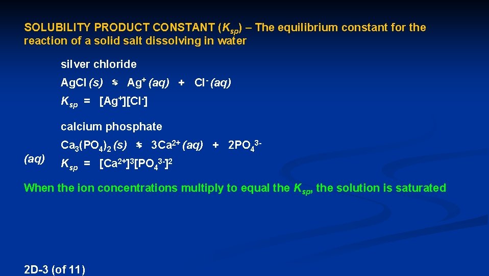 EQUILIBRIA WITH SALTS Dissolving Rate Crystallizing Rate SOLUTION