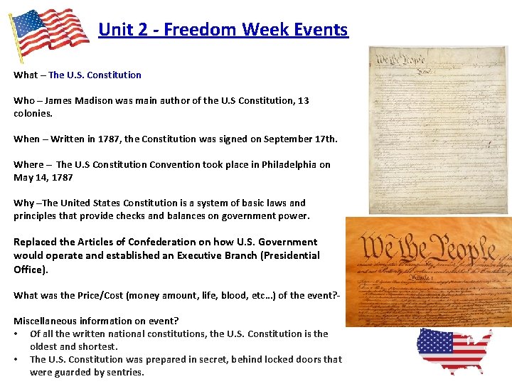 U S HISTORY UNIT 2 CELEBRATION OF FREEDOM