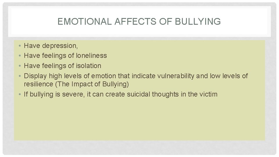 BULLYING IN SCHOOL UDA SHARIF CIANI HARPER DR