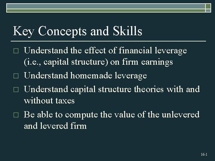 Chapter 16 Capital Structure Basic Concepts Mc GrawHillIrwin