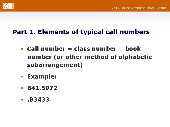 OCLC Online Computer Library Center DDC number building