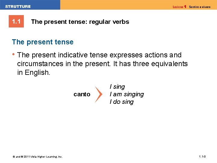 1 1 The present tense regular verbs Il