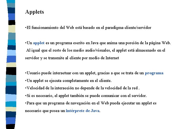 Applets en Java y mecanismos de Seguridad Elizabeth
