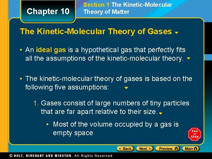 Chapter 10 Preview Lesson Starter Objectives The KineticMolecular