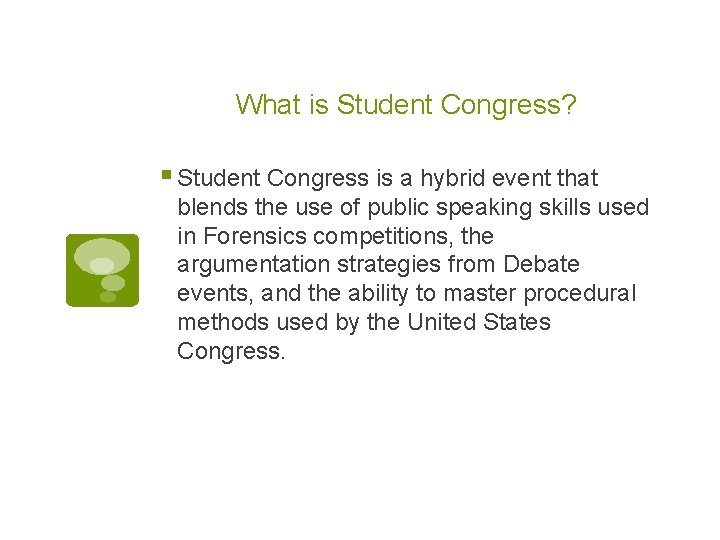 Student Congress A Brief Introduction to Speech Development