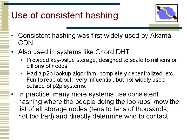 15 440 Distributed Systems Lecture 15 Consistent hashing