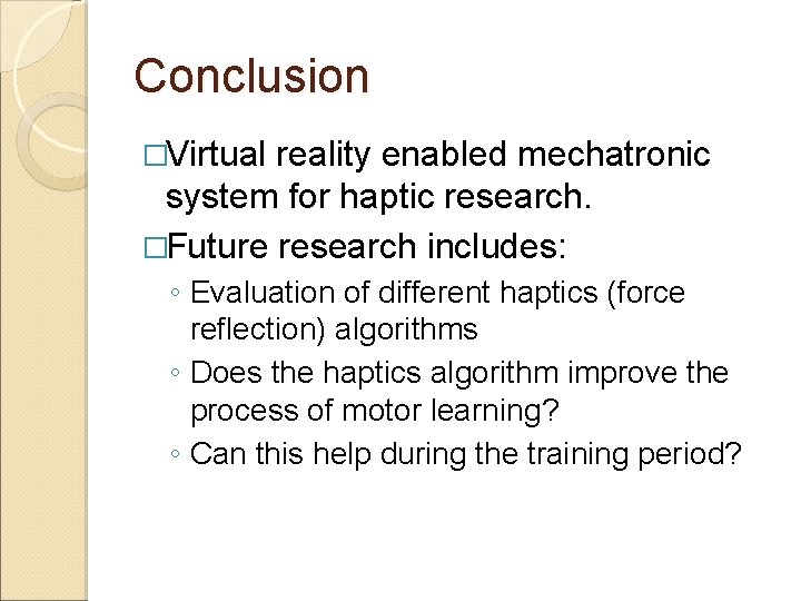 Virtual Reality Interface in MATLABSimulink for mechatronic interface