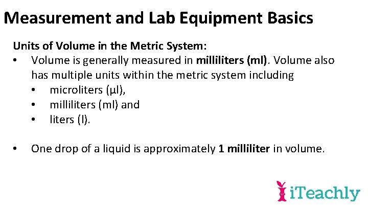 Measurement and Lab Equipment Basics Unit 1 Lesson