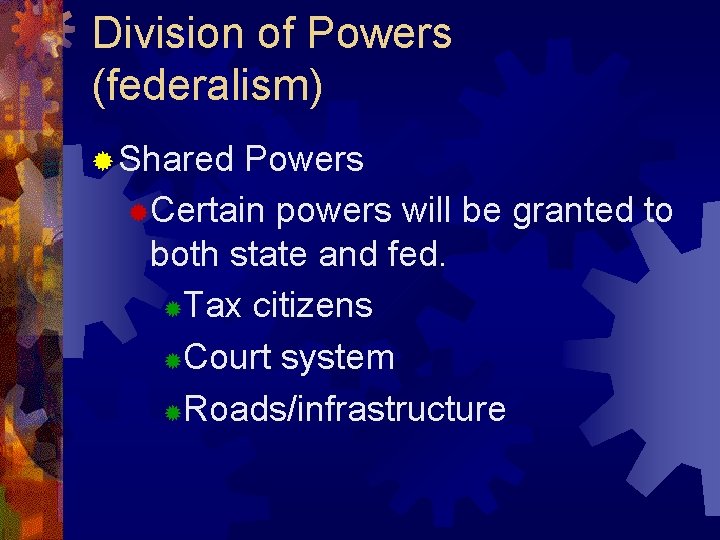 Problems Facing the Framers 1 Division of Powers