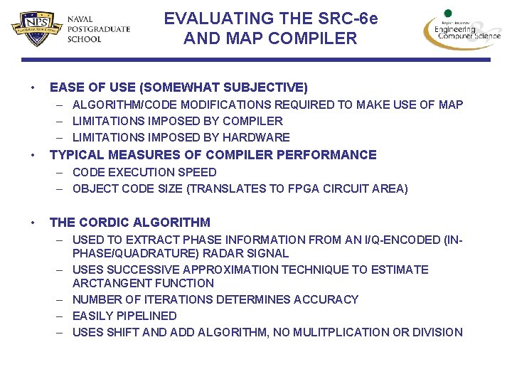 Algorithm And Programming Considerations For Embedded Reconfigurable Computers