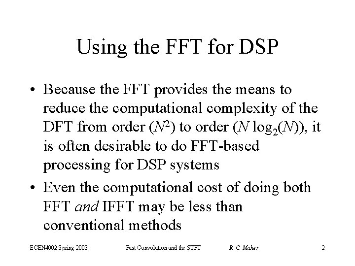 FFTbased filtering and the ShortTime Fourier Transform STFT
