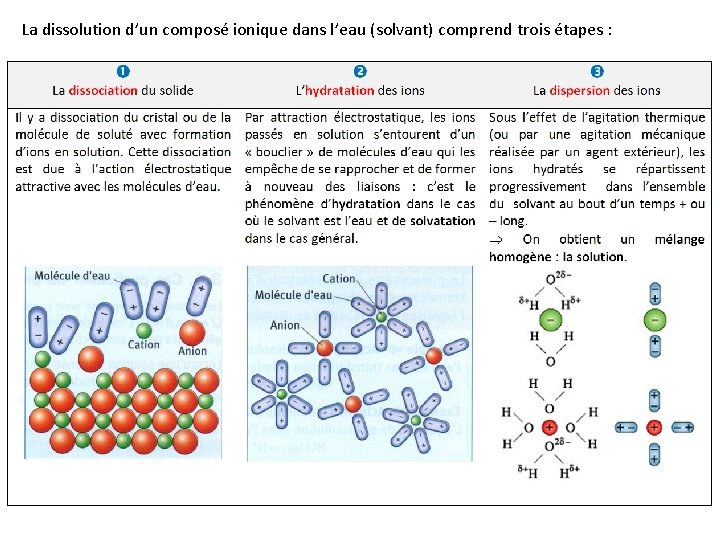 Chapitre 14 Dissolution et solvatation Les objectifs de