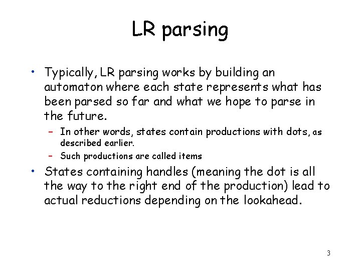 Lr Parsing Techniques Slr Not In The Book