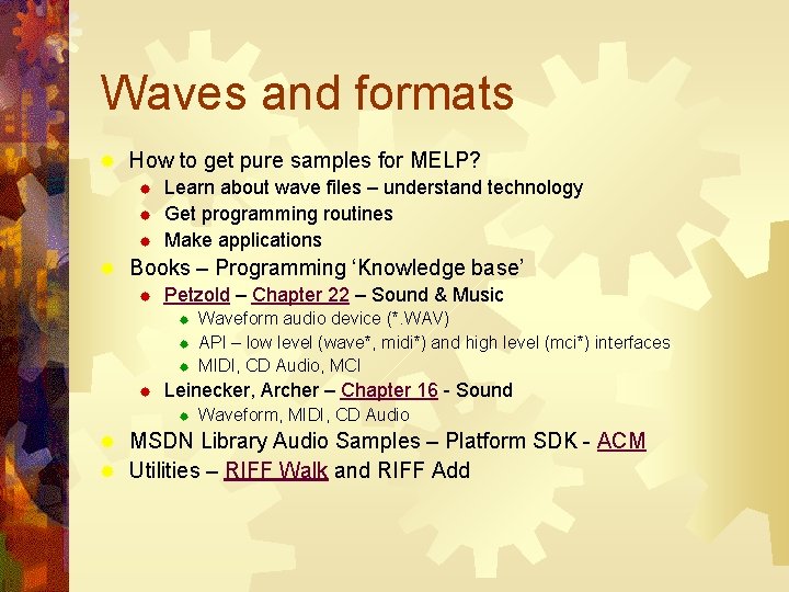 MixedExcitation Linear Predictive Coder MELP codec demonstration Subject