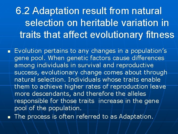 BIOL 4120 Principles of Ecology Lecture 6 Evolution