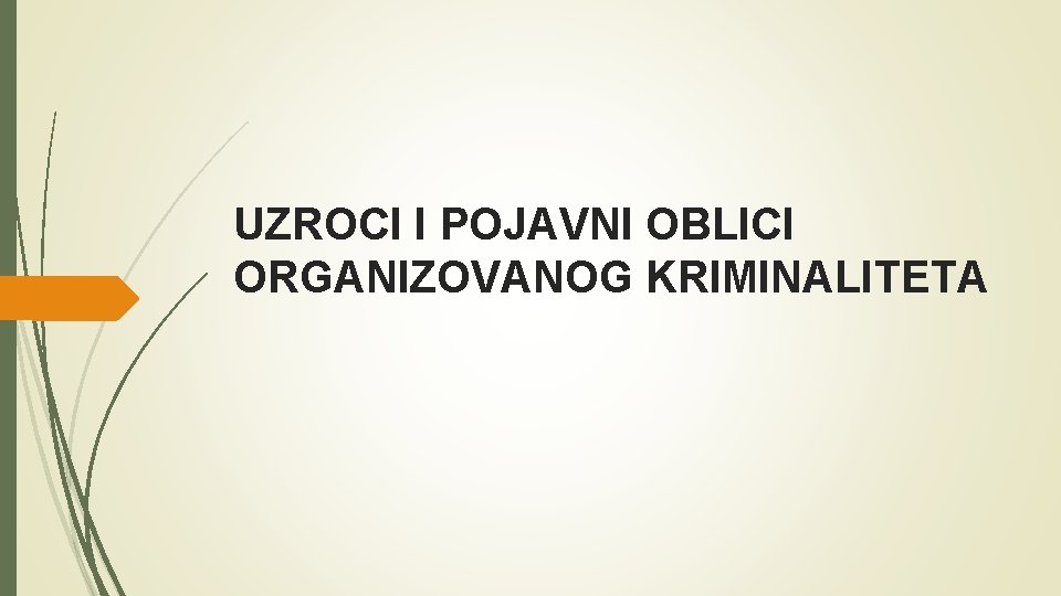ORGANIZOVANI KRIMINALITET POJAM UZROCI POJAVNI OBLICI OBILJEJA I