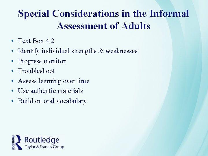 Chapter 4 Informal Assessment Informing Instruction Introduction ...