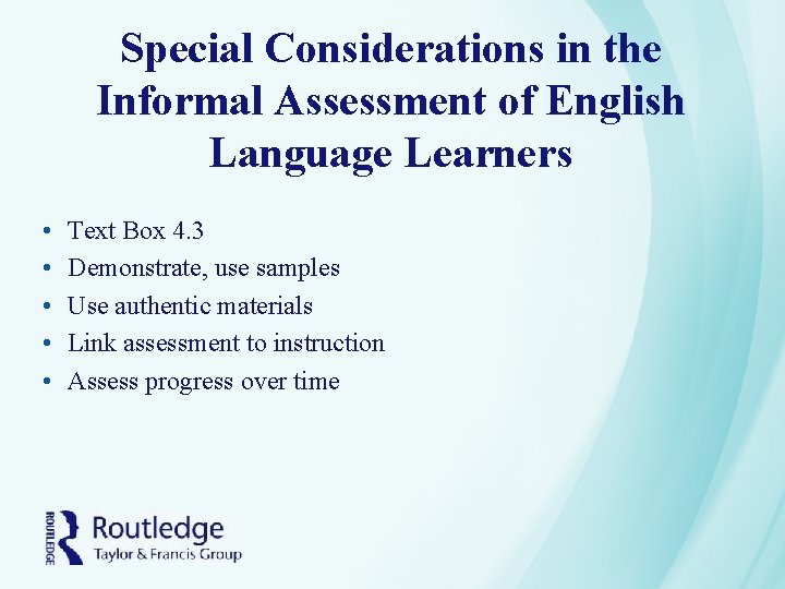 Chapter 4 Informal Assessment Informing Instruction Introduction ...